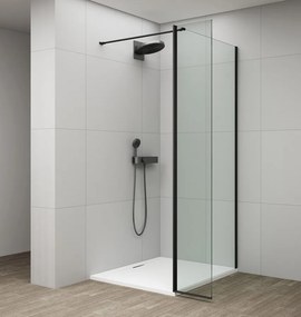 Polysan Esca Black walk in sprchová zástěna 120 x 210 cm s otočným panelem 50 cm černá čiré sklo ES3A120B50B