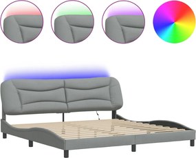 Rám postele s LED bez matrace Hvar Světle šedá 200x200 cm Látka 3213725