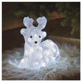 LED vánoční jelínek Dery s časovačem 27 cm studená bílá