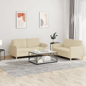 2dílná sedací souprava s poduškami krémová textil 3202088