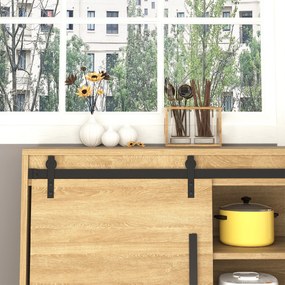 HOMCOM Systém posuvných dveří pro dvojité dřevěné dveře, pojezdová kolejnice s příslušenstvím z uhlíkové oceli, černá, 183x0,6x18cm, pro moderní inte…