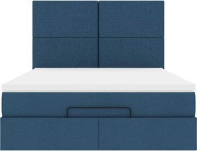 Osmanský rám postele s matrací modrá 140x200cm textil 3313084