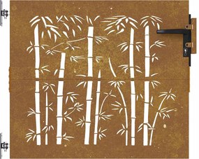 Zahradní branka 85 x 75 cm corten ocel bambusový design 153232
