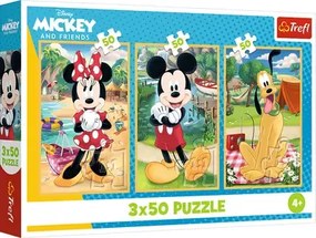 TREFL Puzzle Mickey Mouse: Dovolená / 3x50 dílků / od 4 let / 27,5 x 1