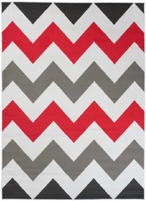 Kusový koberec moderní MAYA Z903F šedý červený bílý Rozměr: 120x170 cm