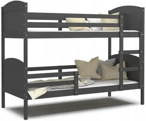 Dětská patrová postel Matyas 200x90 bez šuplíku ŠEDÁ-ŠEDÁ
