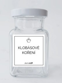 Samolepka na kořenky KLOBÁSOVÉ KOŘENÍ bílá 5 × 5 cm základní písmo