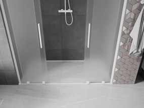 Mexen Velar L Duo, posuvné sprchové dveře do otvoru 200 cm, 8mm sklo námraza, bílá matná, 871-200-003-32-20