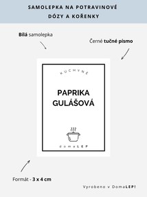 Samolepka na kořenky PAPRIKA GULÁŠOVÁ bílá 3 × 4 cm tučné písmo