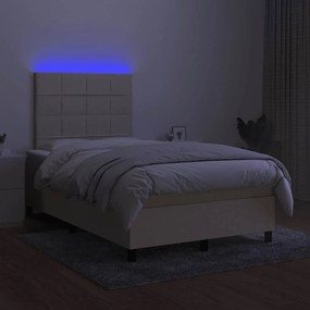 Box spring postel s matrací a LED krémová 120x190 cm textil 3270202