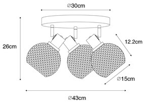 Designové bodové svítidlo černé s kouřovým sklem 3-světlo kulaté - Chico
