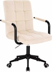 LuxuryForm DESIGN Otočná židle VERONA BLACK VELUR na černé podstavě s kolečky - krémová