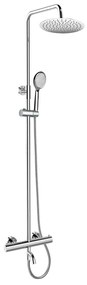 Mereo Mereo, Termostatická nástěnná vanová baterie s hadicí, ruční a talířovou kulatou sprchou slim 200 mm, CB60101TSC