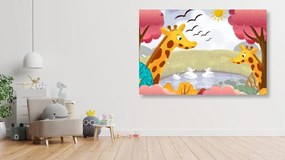 Obraz žirafy u jezírka - 120x80 cm