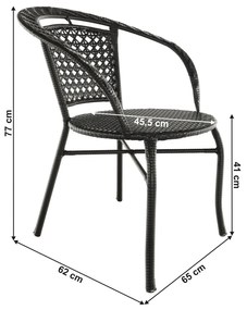 Zahradní set LASAN 1 + 2 – umělý ratan, hnědá