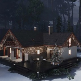 LED světelný závěs s rampouchy 10 m 400 LED teplý bílý 8 funkcí 328908