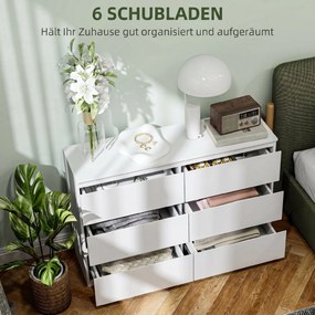 HOMCOM komoda s 3 zásuvkami, moderní bezúchytový design pro obývací pokoj, ložnici a předsíň – bílá (112 × 34 × 75 cm)