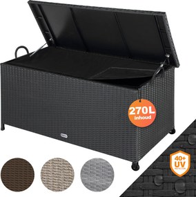 Zahradní úložný box umělý ratan černý 117x53x60cm s madla & kolečka