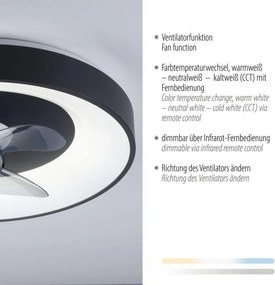 LD 14644-18 LED stropní svítidlo s ventilátorem černé, časovač, stmívatelné paměťová funkce, 2700-5000K - JUST LIGHT