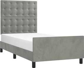 Rám postele bez matrace světle šedý 90 x 200 cm samet 3125977