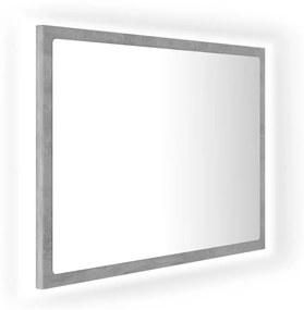 vidaXL LED koupelnové zrcadlo betonově šedé 60 x 8,5 x 37 cm akrylové