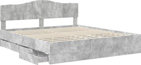 Rám postele s čelo Betonově šedá 180 x 200 cm Inženýrské dřevo 3412980