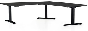 Výškově nastavitelný stůl OfficeTech Angle, 180 x 200 cm, černá podnož, černá