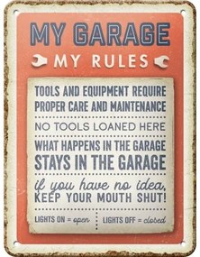 Plechová cedule My Garage, My Rules, (15 x 20 cm)