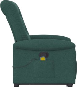 Zvedací masážní polohovací křeslo tmavě zelené textil 3303270