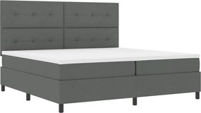 Postel s boxspringem s čelo Tmavě šedá 200 x 200 cm textil 3339414