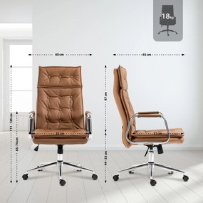 Kancelářská židle Sotira pravá kůže – světle hnědá