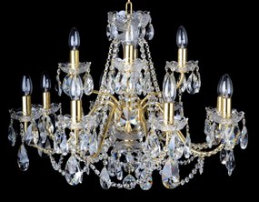 12 Arms gold brass crystal chandelier with cut crystal almonds