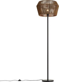 Stojací lampa černá s hnědým stínidlem z papírového provazu 50/50/30 - Simplo