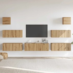 Sada 7 kusů nástěnné TV skříňka dub artisan kompozitní dřevo 3329020
