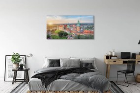 akrylový obraz Krakow castle panorama svítání 125x50 cm