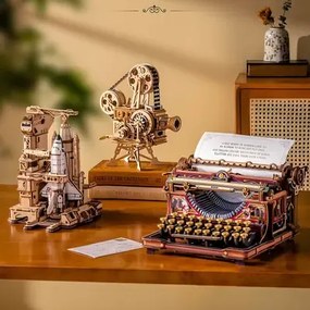 ROBOTIME Rokr 3D dřevěné puzzle Mechanický psací stroj (verze Magic) /