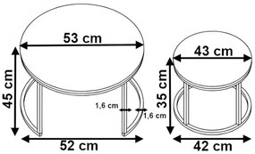 Sada 2 konferenčních stolků GALEN černý mramor