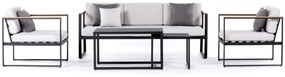 Sensum Hasseludden Set lounge nábytku, 5 ks, ocel, polyester, polywood, černá, šedá