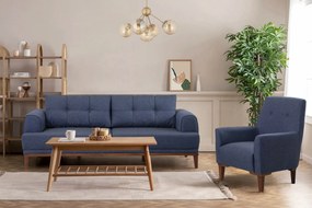 Hanah Home Třímístná pohovka BALERA s křeslem tmavě modrá 223 cm