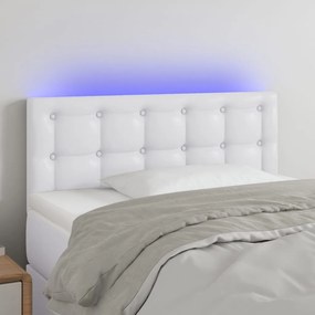 Čelo postele s LED bílé 80 x 5 x 78/88 cm umělá kůže 3121685