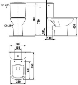 Jika Deep WC kombi, vodorovný odpad, boční napouštění H8266160002801