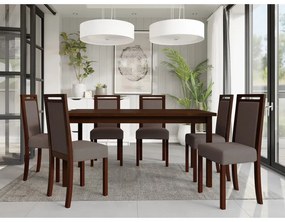 Rozkládací jídelní stůl se 6 židlemi AL03, Barva dřeva: bílá-L, Potah: 26x - Kronos 22