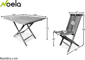 Noela Zahradní teakový set 1+4 pro 4 osoby Square II.