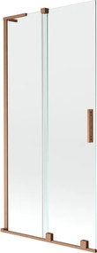 Mexen Velar L, 2-křídlová posuvná vanová zástěna 95 x 150 cm, 8mm čiré sklo, měděná matná, 896-095-003-01-65