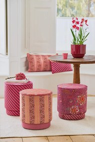 Pip Studio Puf Block Stripe  - růžový (Designový taburet)