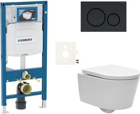 Závěsný WC set Geberit do lehkých stěn / předstěnová + WC SAT Brevis SIKOGESBRES20BL