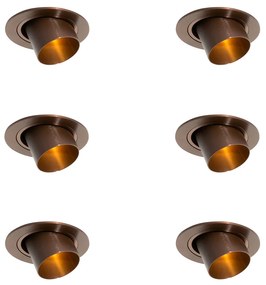 Sada 6 zapuštěných bodových světel tmavě bronzová GU10 35mm kulatá naklápěcí - Installa