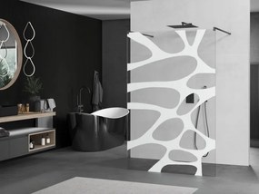 Mexen Kioto, sprchová zástěna Walk-In 140 x 200 cm, 8mm čiré sklo bílý vzor, ​​grafitový profil, 800-140-002-95-97
