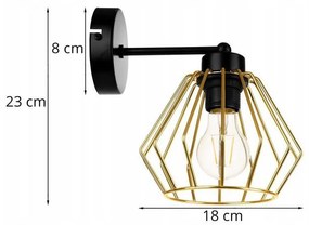 Nástěnné svítidlo NUVOLA 1, 1x zlaté drátěné stínítko, (výběr ze 2 barev konstrukce)