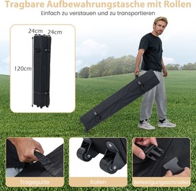 Costway Pavilon Výsuvný skládací altán s 4 Odnímatelné boční stěny 3 oddíl